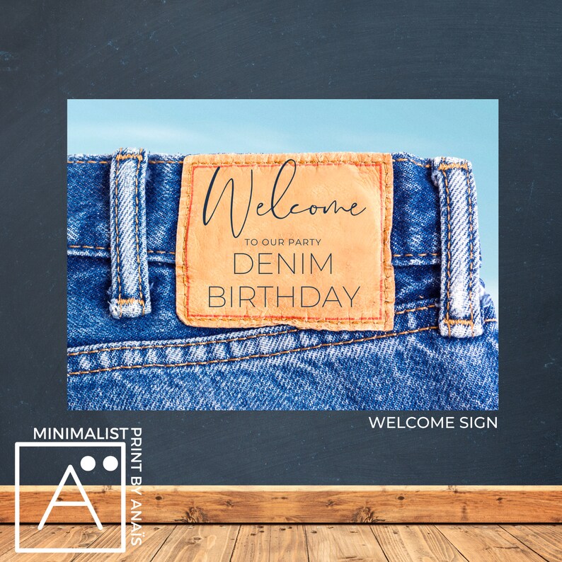 Denim Birthday Invitation, Party Decor, FULL SET BUNDLE, Editable ...