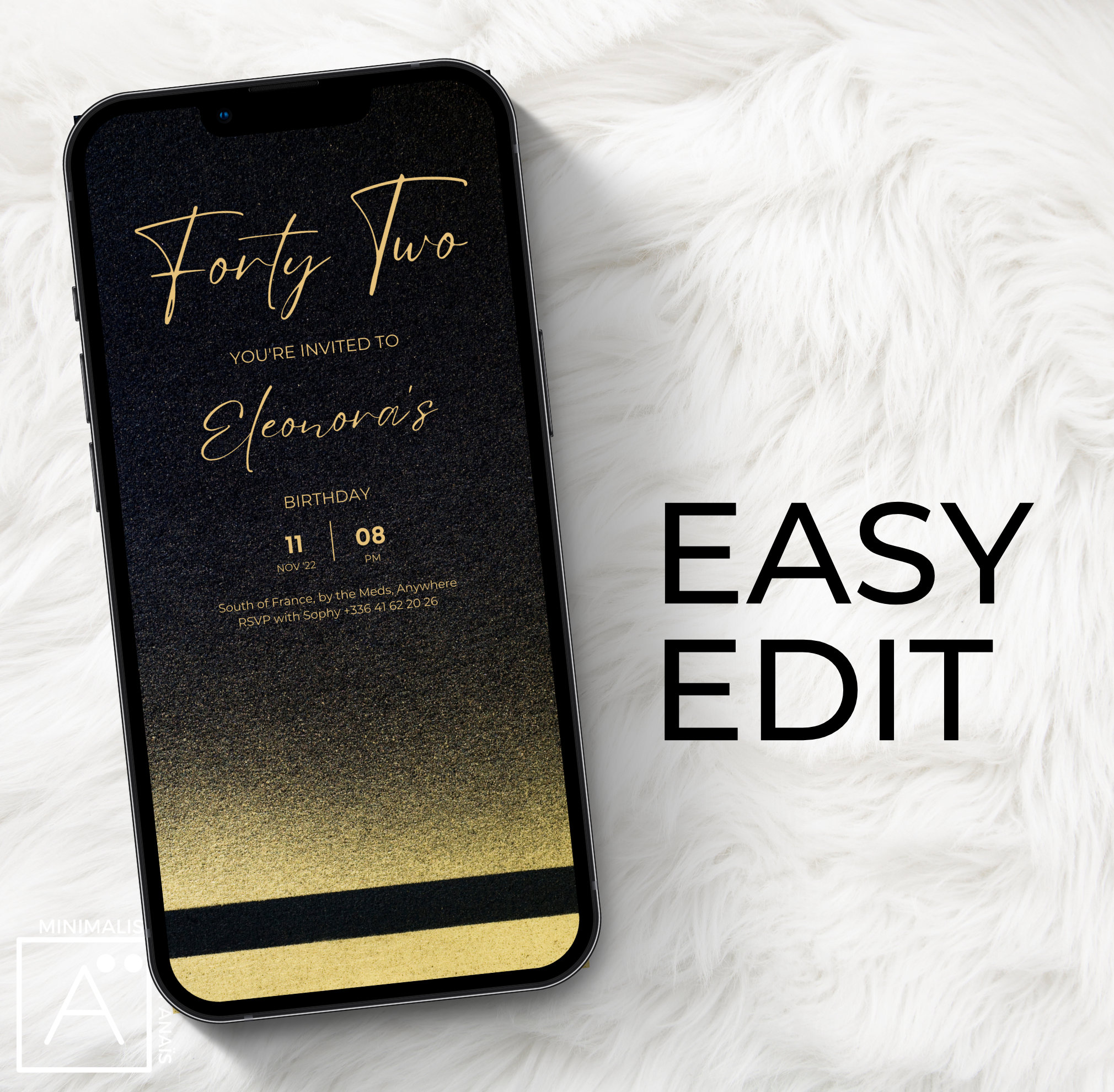 42nd Birthday, 42nd Birthday Card, Birthday Party, Editable Template ...