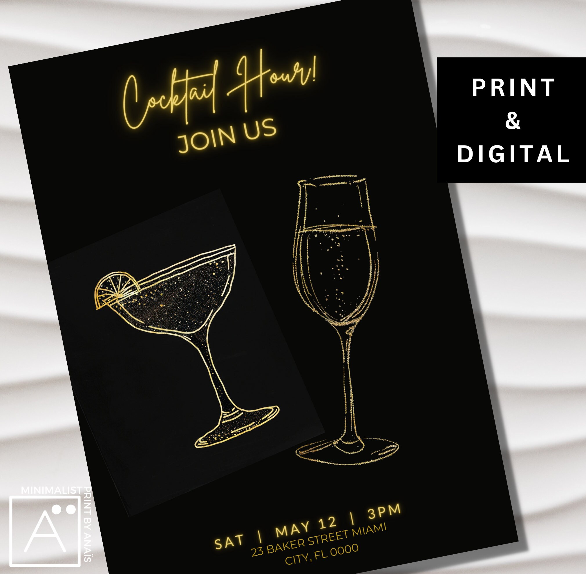 Happy Hour Flyer Invitation, Editable DIY Flyer Template, Party Flyer ...