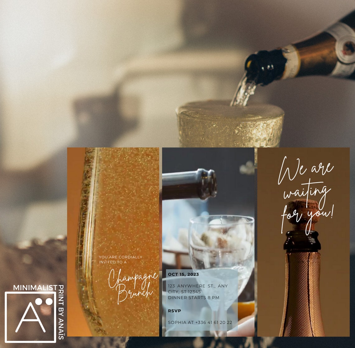 Champagne Brunch Invitation, Brunch Invitation, Editable Video ...
