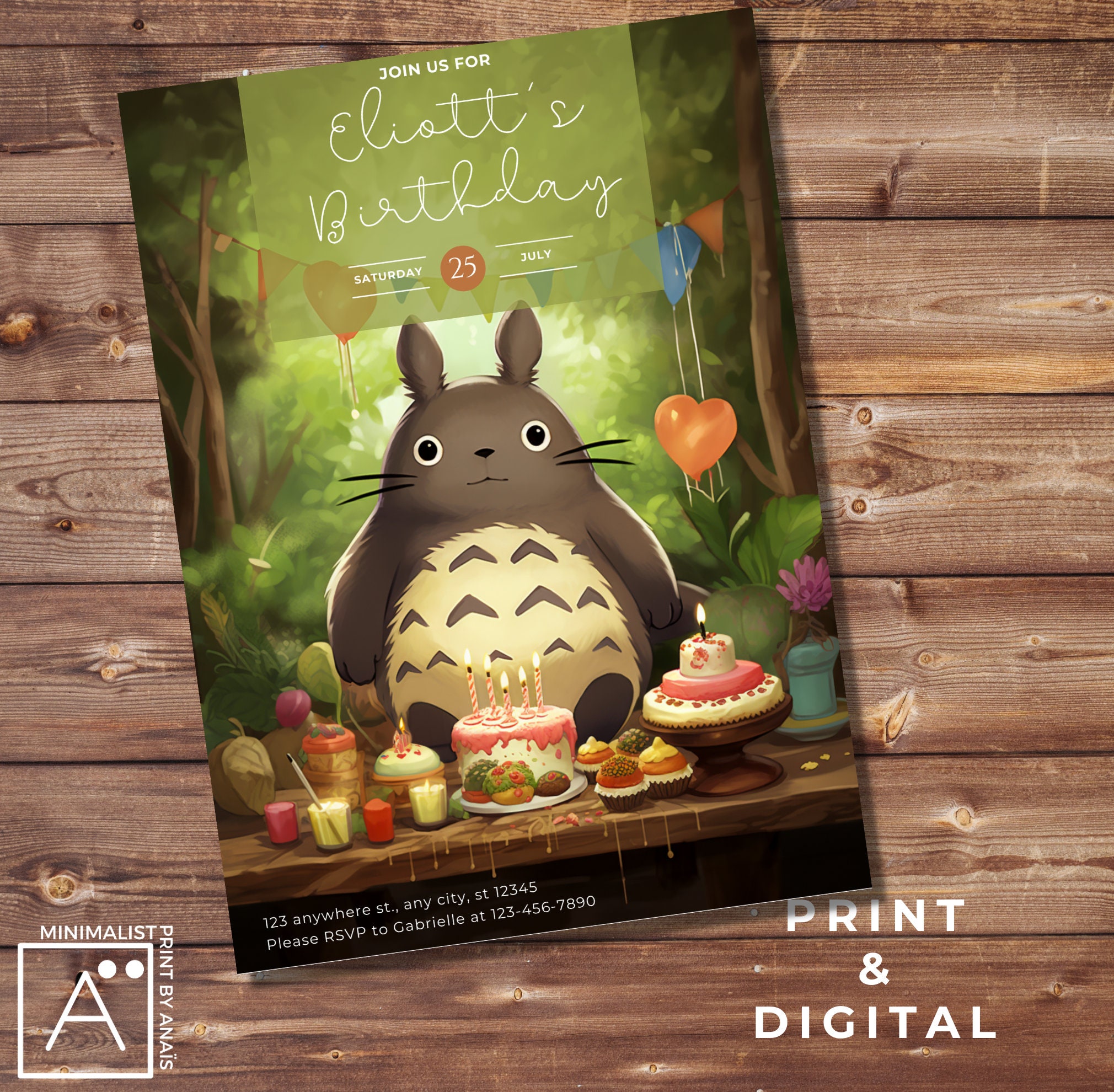 Editable Totoro Birthday Invitation: Studio Ghibli Evite (digital) - Etsy