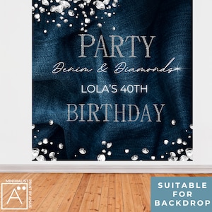 Denim and Diamond Backdrop & Welcome Sign, Denim Diamond Party Decor ...