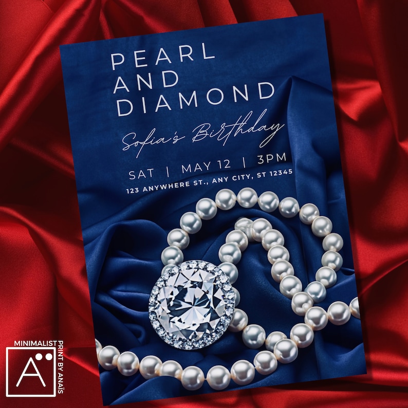 Diamond and Pearl Birthday Invitation: Editable Party Invite (digital ...
