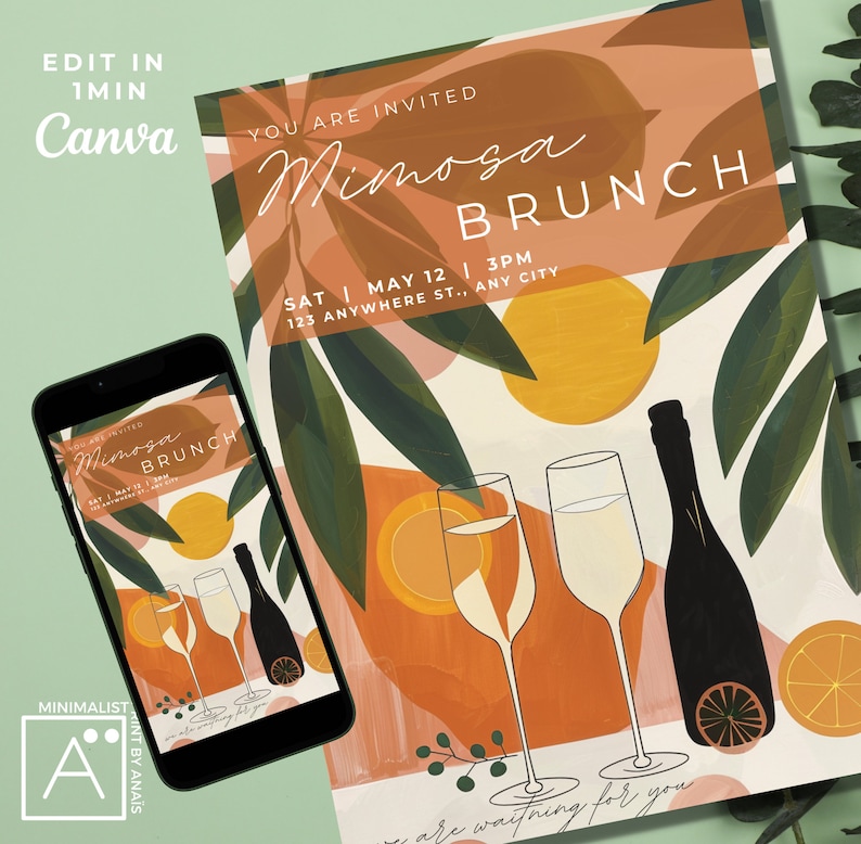 Champagne Brunch Invitation Inspired by Henri Matisse, Champagne Party ...