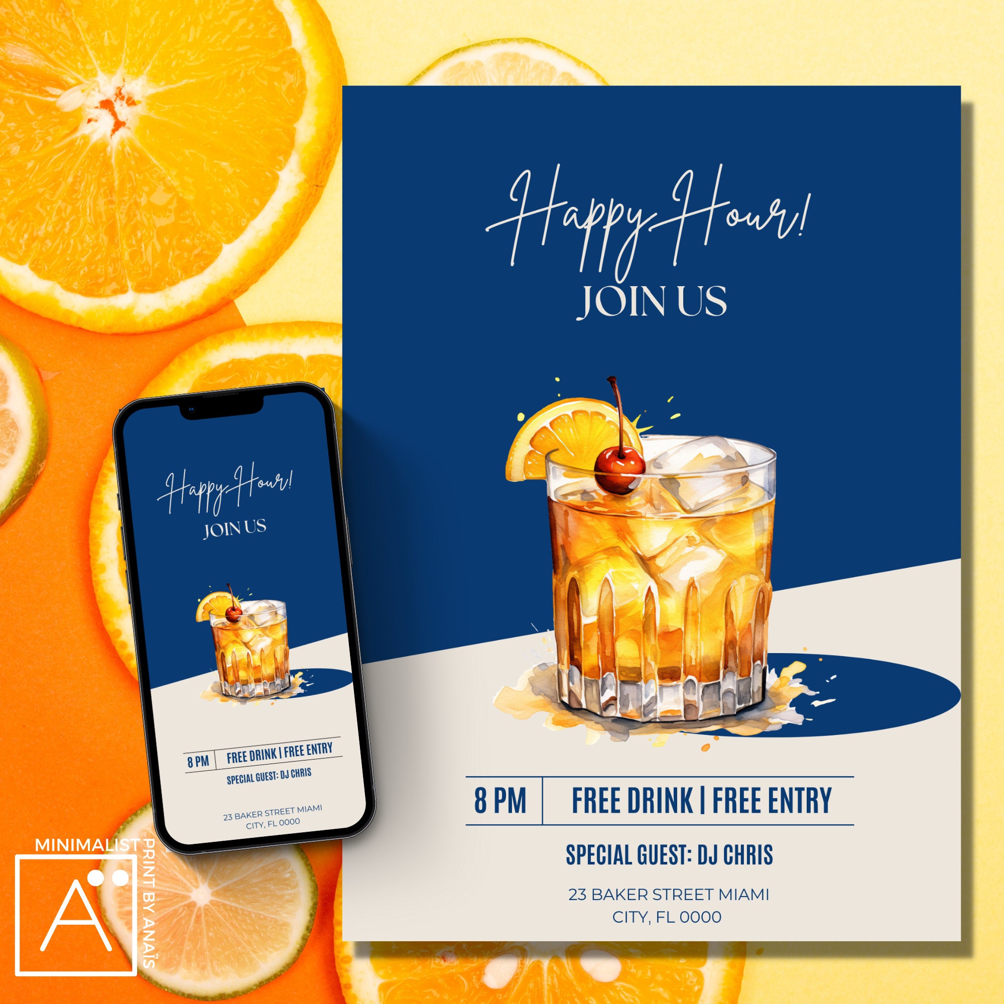 Editable Happy Hour Flyer Template: Digital Party Invitation - Etsy