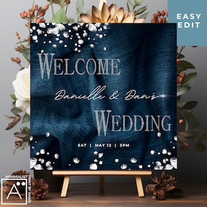 Denim Diamond Wedding Backdrop & Welcome Sign, Denim Diamond Party ...