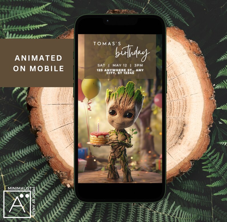 Groot Birthday Invitation Template, Printable Birthday Party Invitation ...