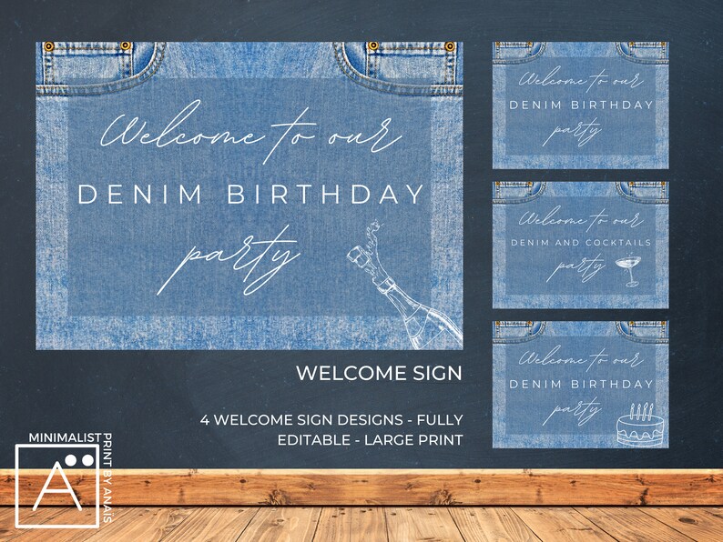 Denim Birthday Party Invitation Bundle: Editable Template (digital ...