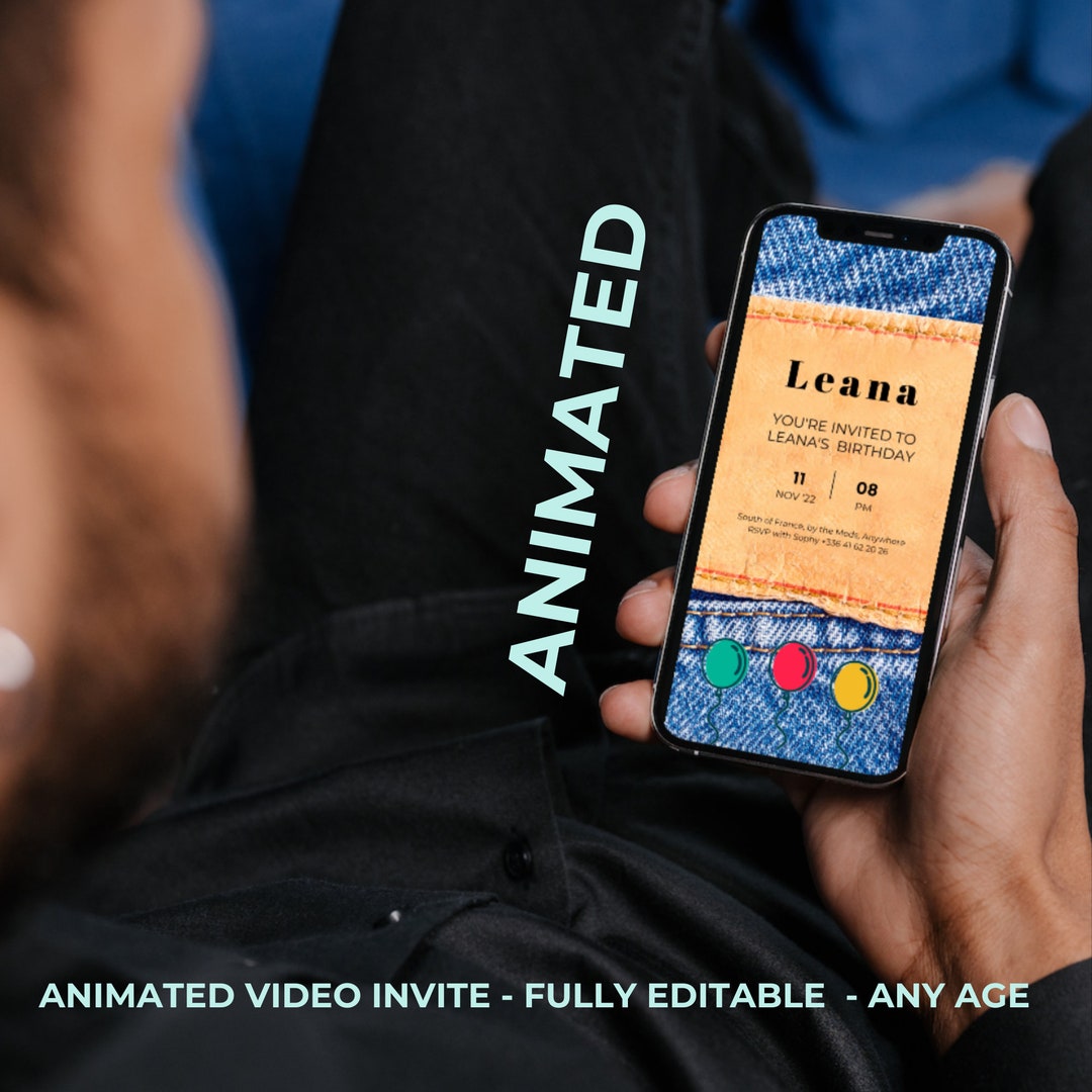 Digital Denim Invitation, Evite, Custom Animated Video, Denim Party ...