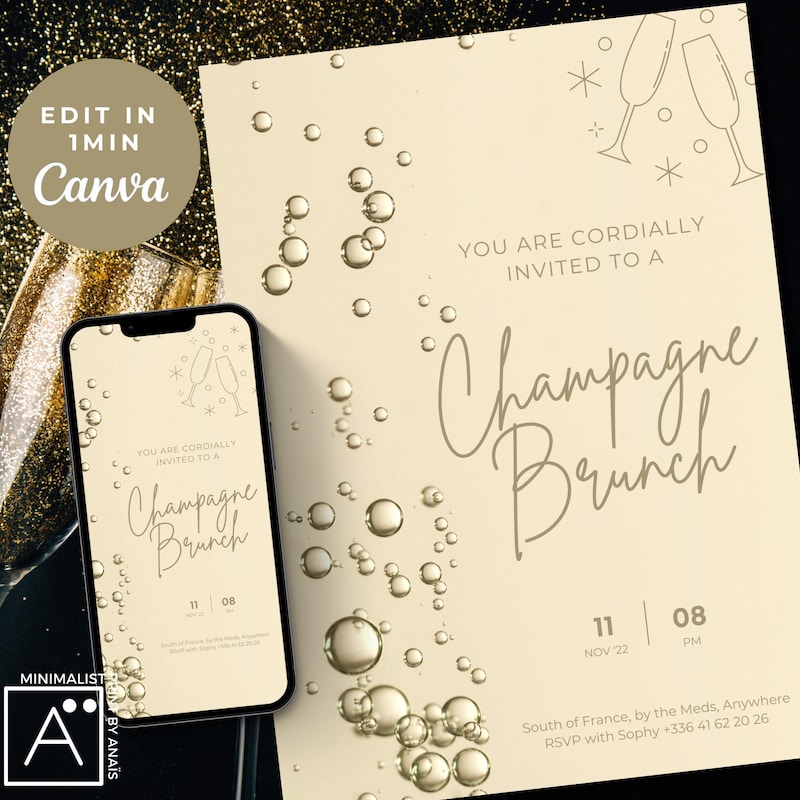 Champagne Invitation - Etsy