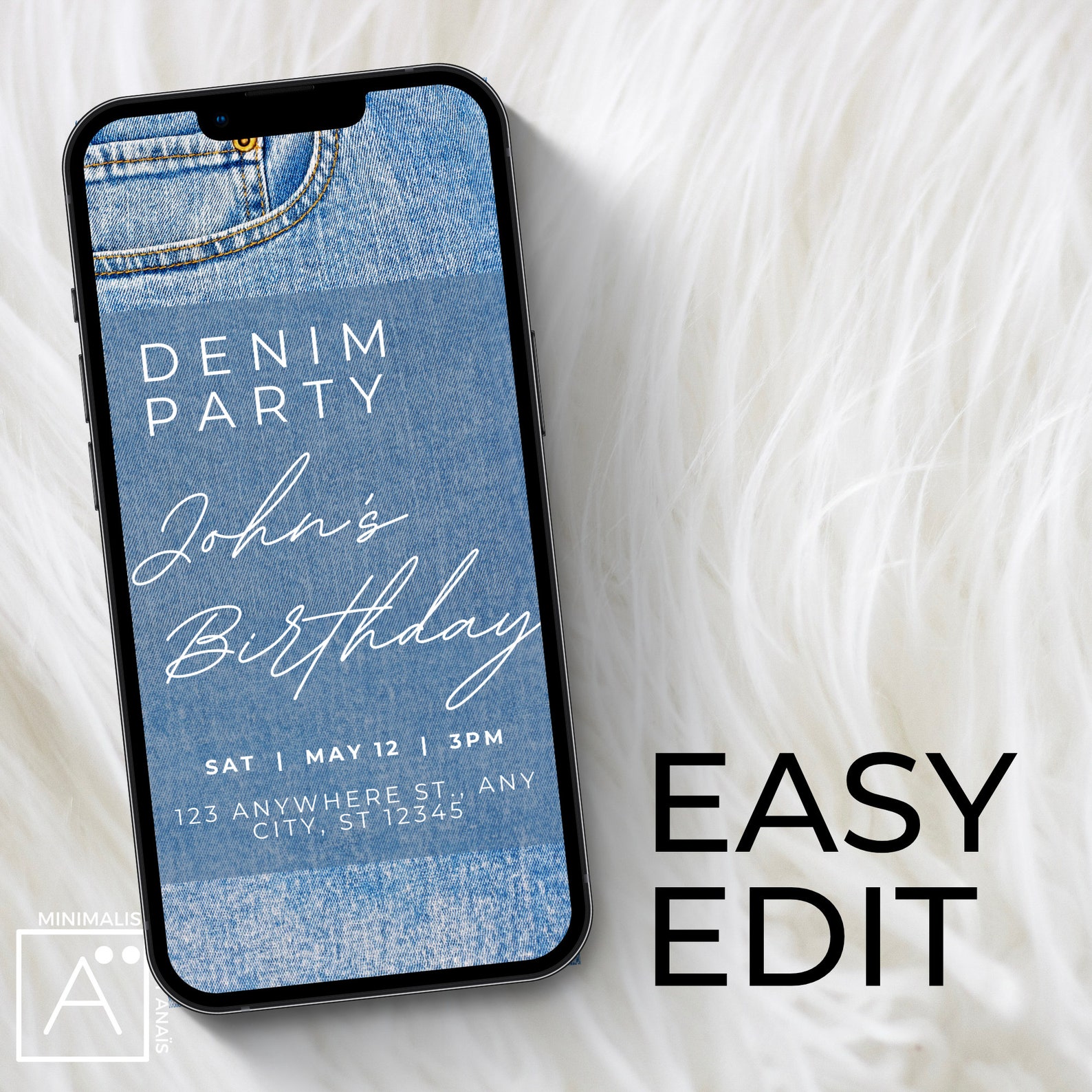 Denim Birthday Invitation, Denim Invite, Denim Party, Blue Jeans and ...