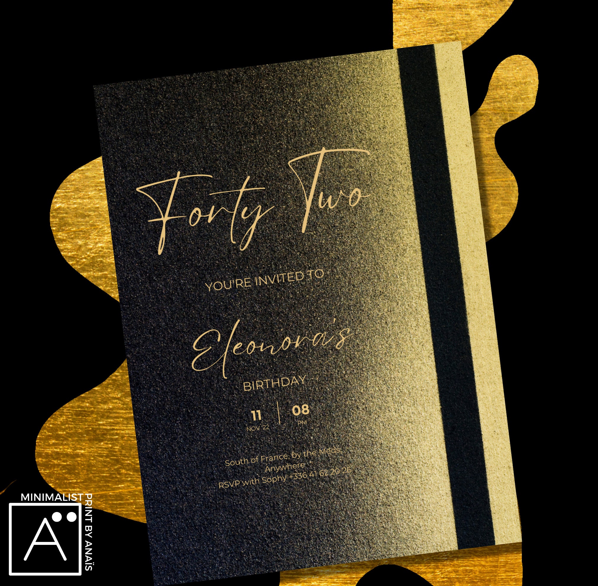 42nd Birthday, 42nd Birthday Card, Birthday Party, Editable Template ...