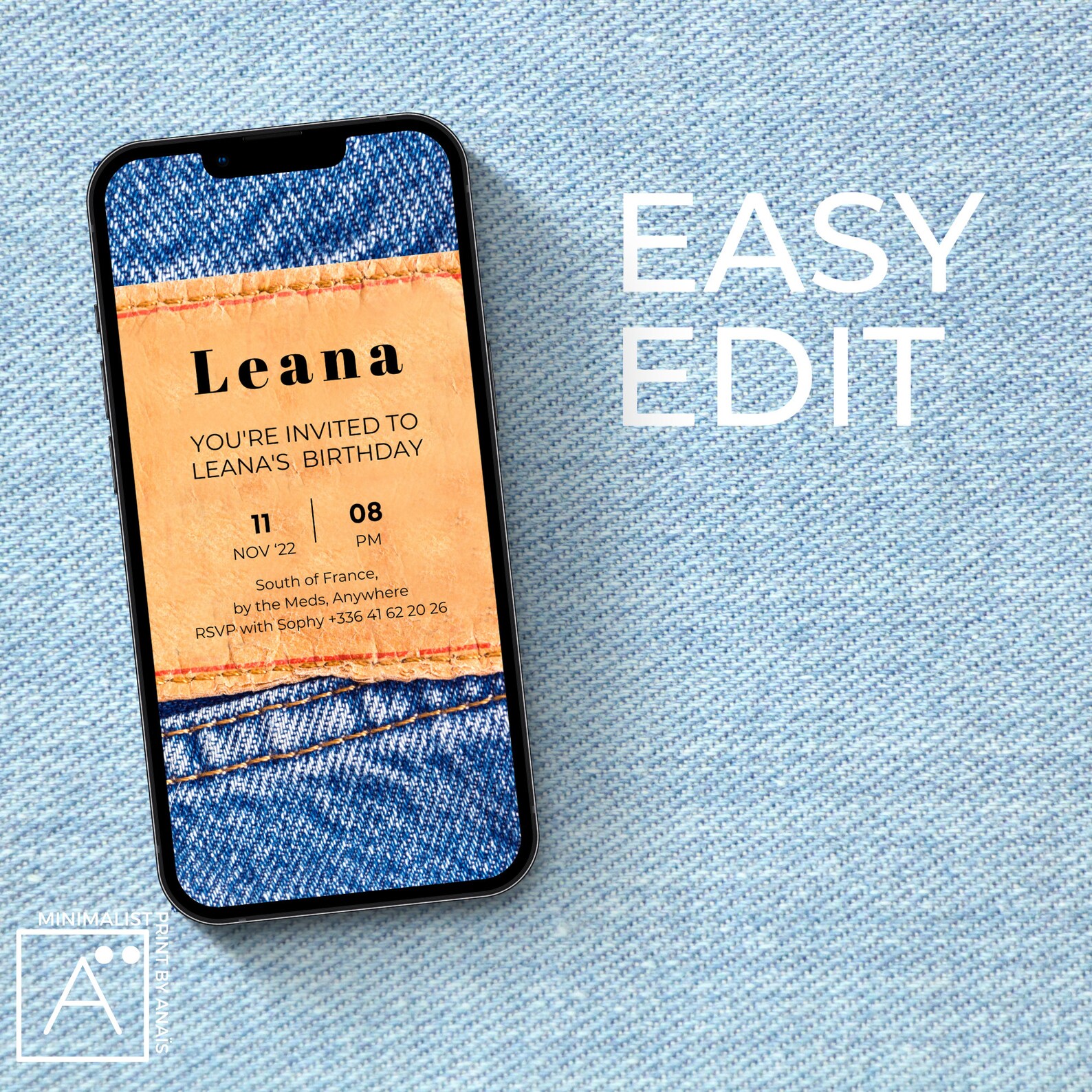 Denim Invitation, Denim Birthday Invitation, Denim Invitation, Denim ...