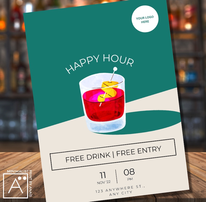 Editable Happy Hour Flyer Template: DIY Party Invitation (digital) - Etsy