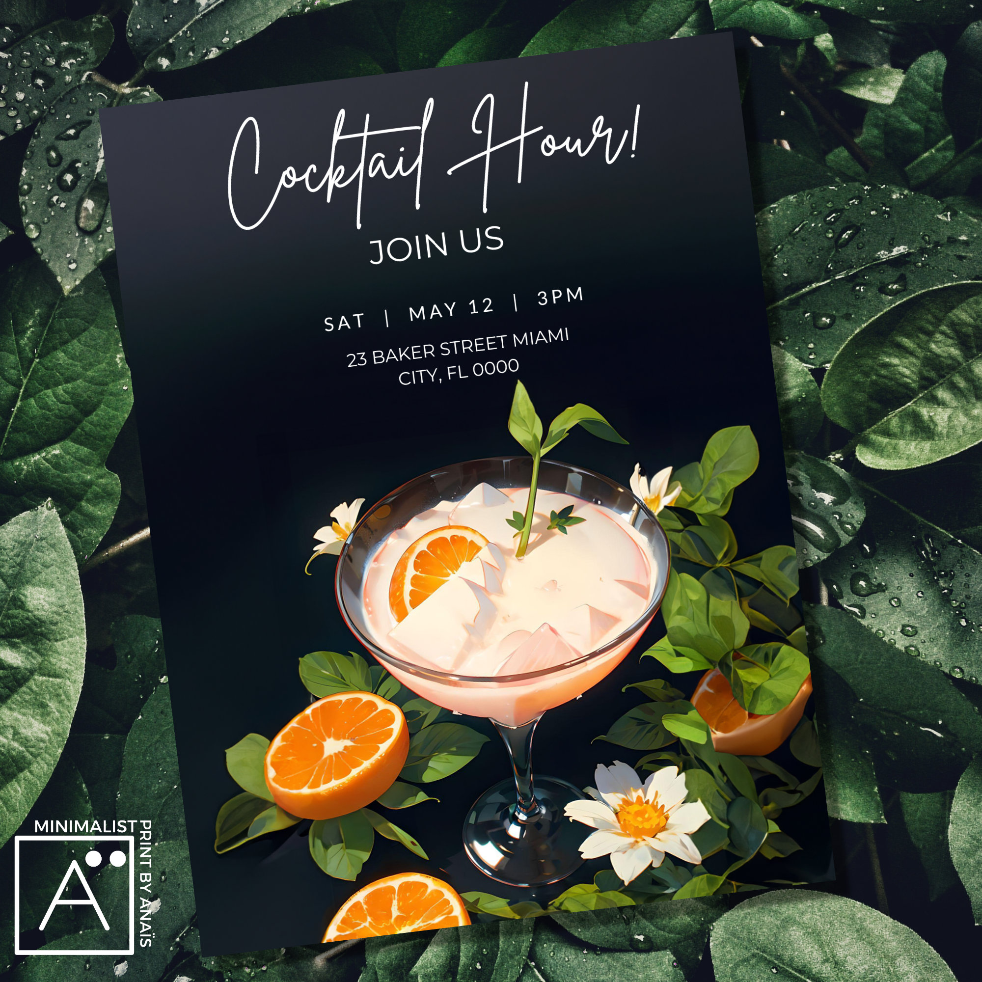 Cocktail Hour Invitation Template, Fully Editable Flyer Template ...