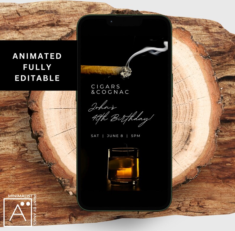 Cognac/whiskey & Cigars: Male Birthday Party Invitation, Toasts and ...