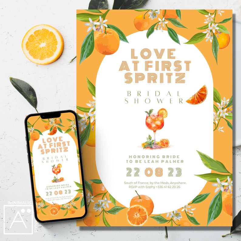 Aperol Spritz Bridal Shower Invitation Template: Printable & Digital - Etsy