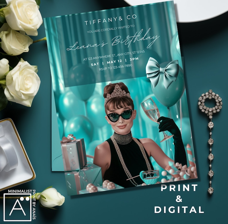 Tiffany and Co Birthday Invitation Template, Audrey Hepburn Breakfast ...