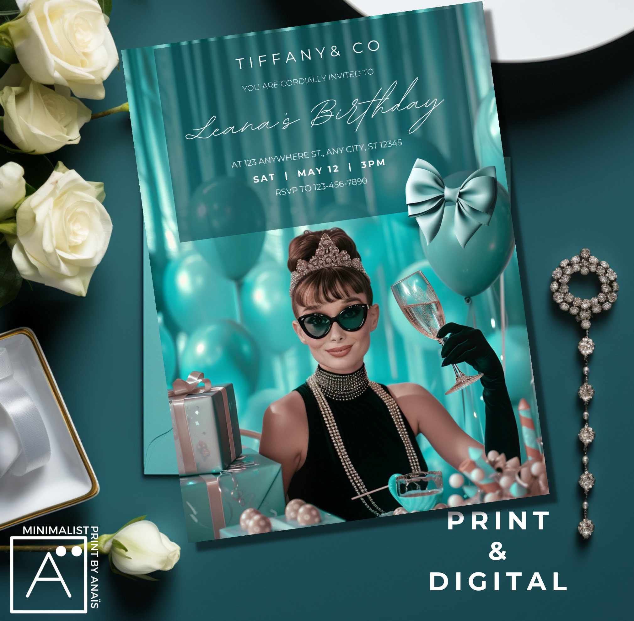 Tiffany and Co Birthday Invitation Template, Audrey Hepburn Breakfast ...