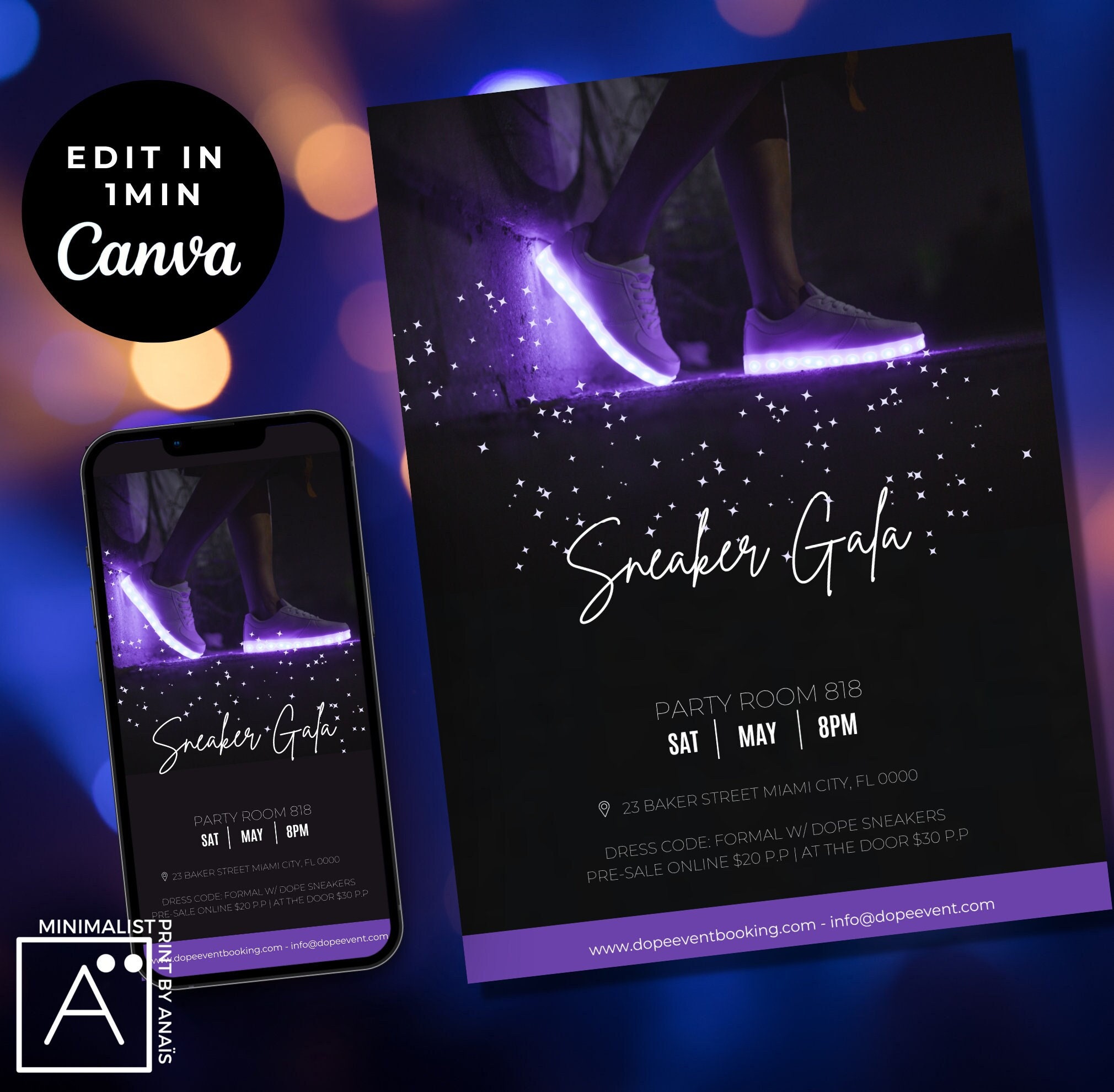 Sneaker Ball Invitation, Editable Invitation, Flyer Template, Sneaker ...