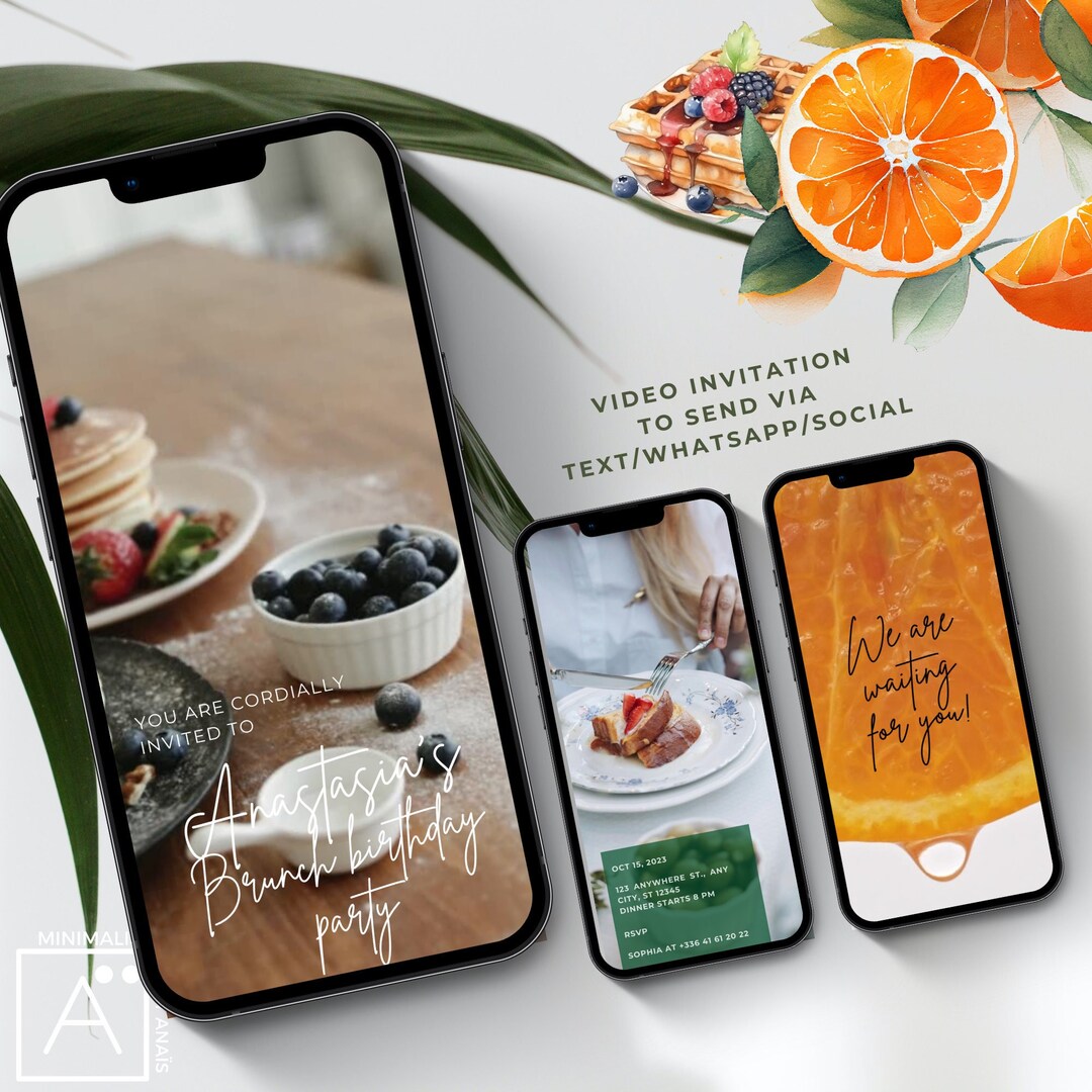Animated Brunch Birthday Invitation: Custom Text Invite (digital) - Etsy