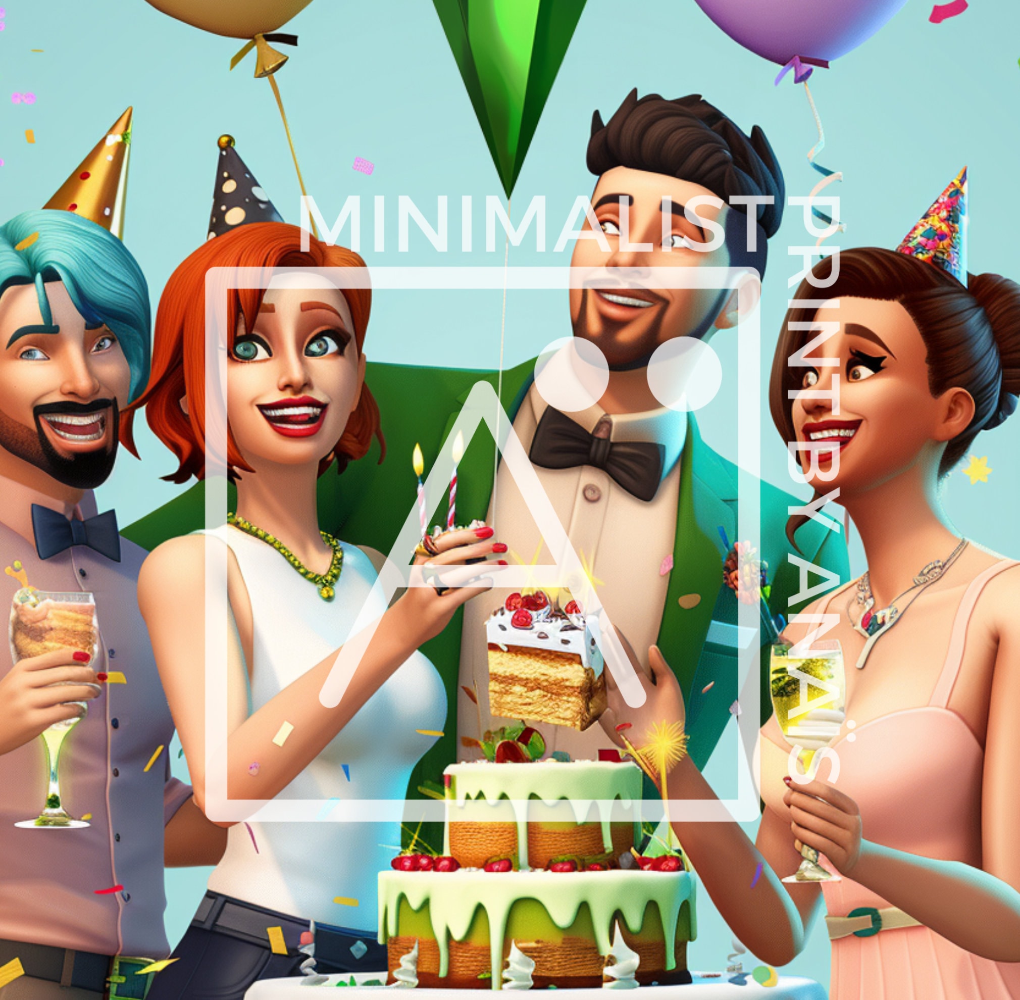 Editable the Sims Birthday Invitation, Sims 4, Plumbob, Birthday Party ...