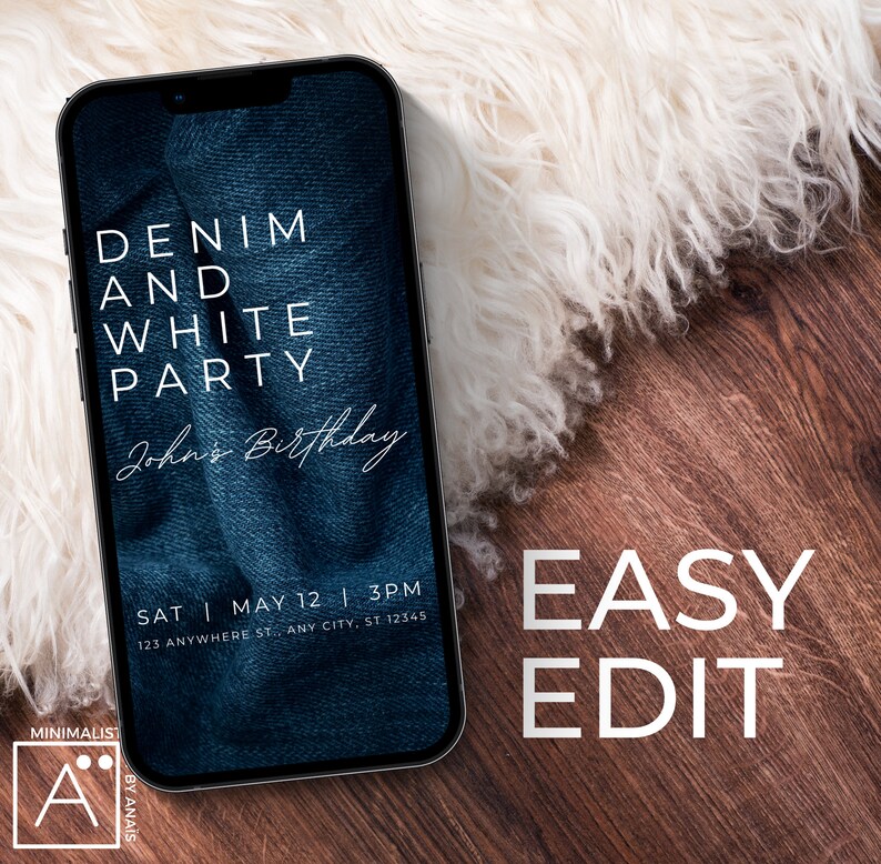 Denim Birthday Invitation: Editable Party Flyer (digital) - Etsy