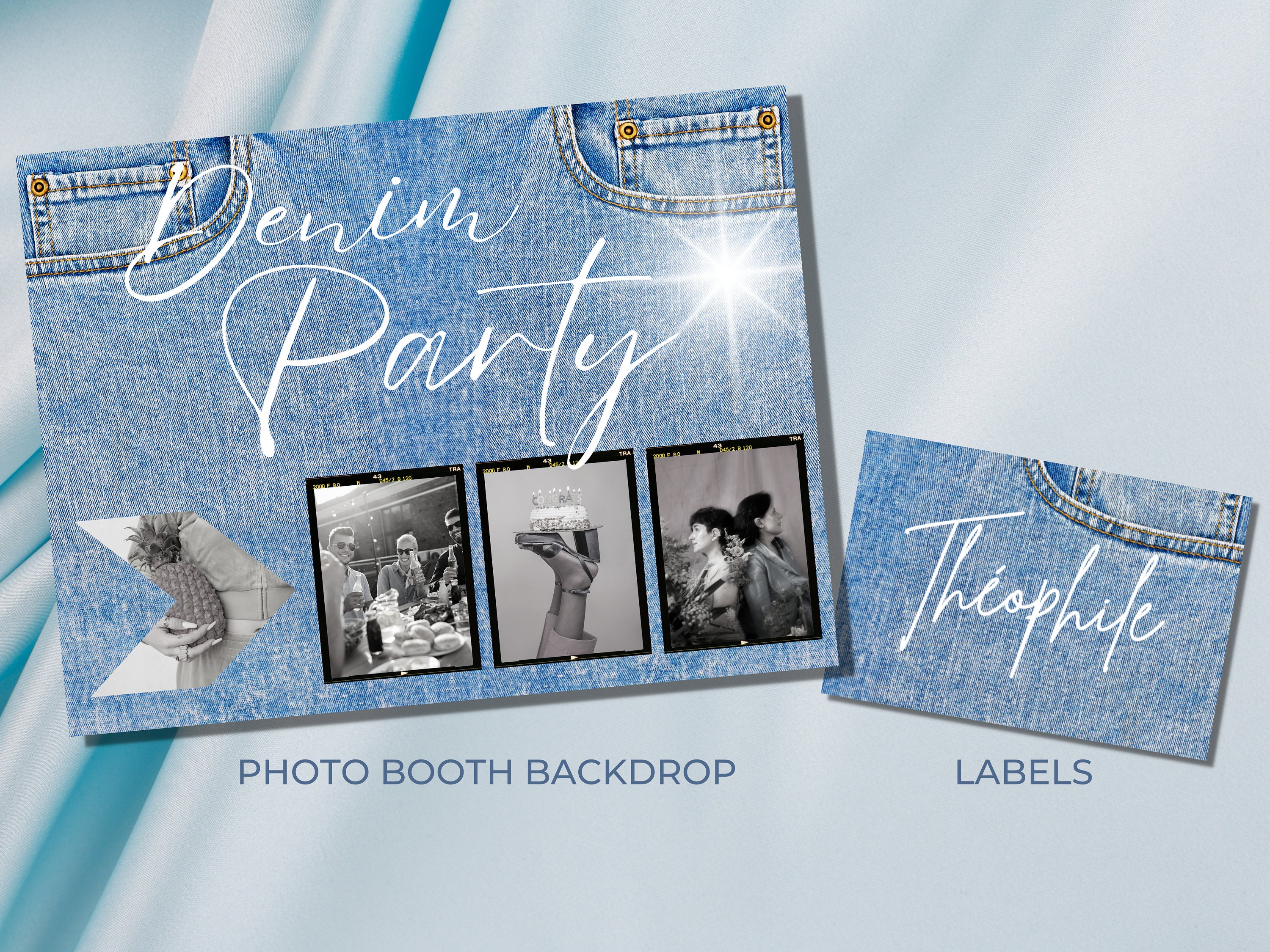 Denim Birthday Party Invitation Bundle: Editable Template (digital ...