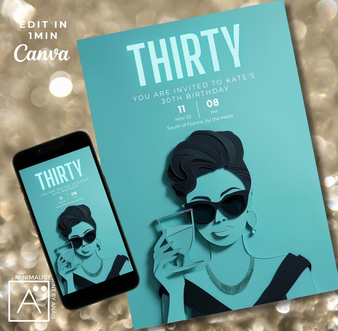 Tiffany and Co Birthday Invitation Template, Audrey Hepburn Breakfast ...