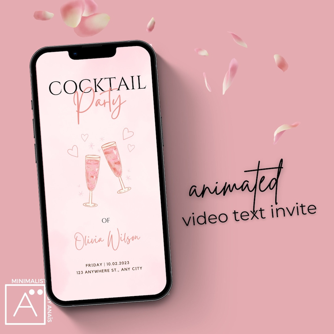 Minimal Cocktail Party Text Message Invitation Template, Editable ...