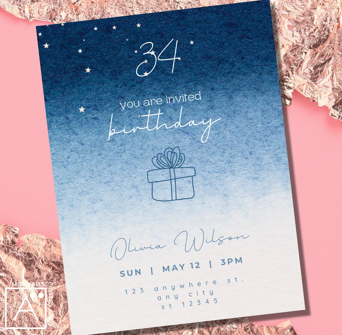 Stars 34th Birthday Invitation: Night Sky Printable (digital Download ...