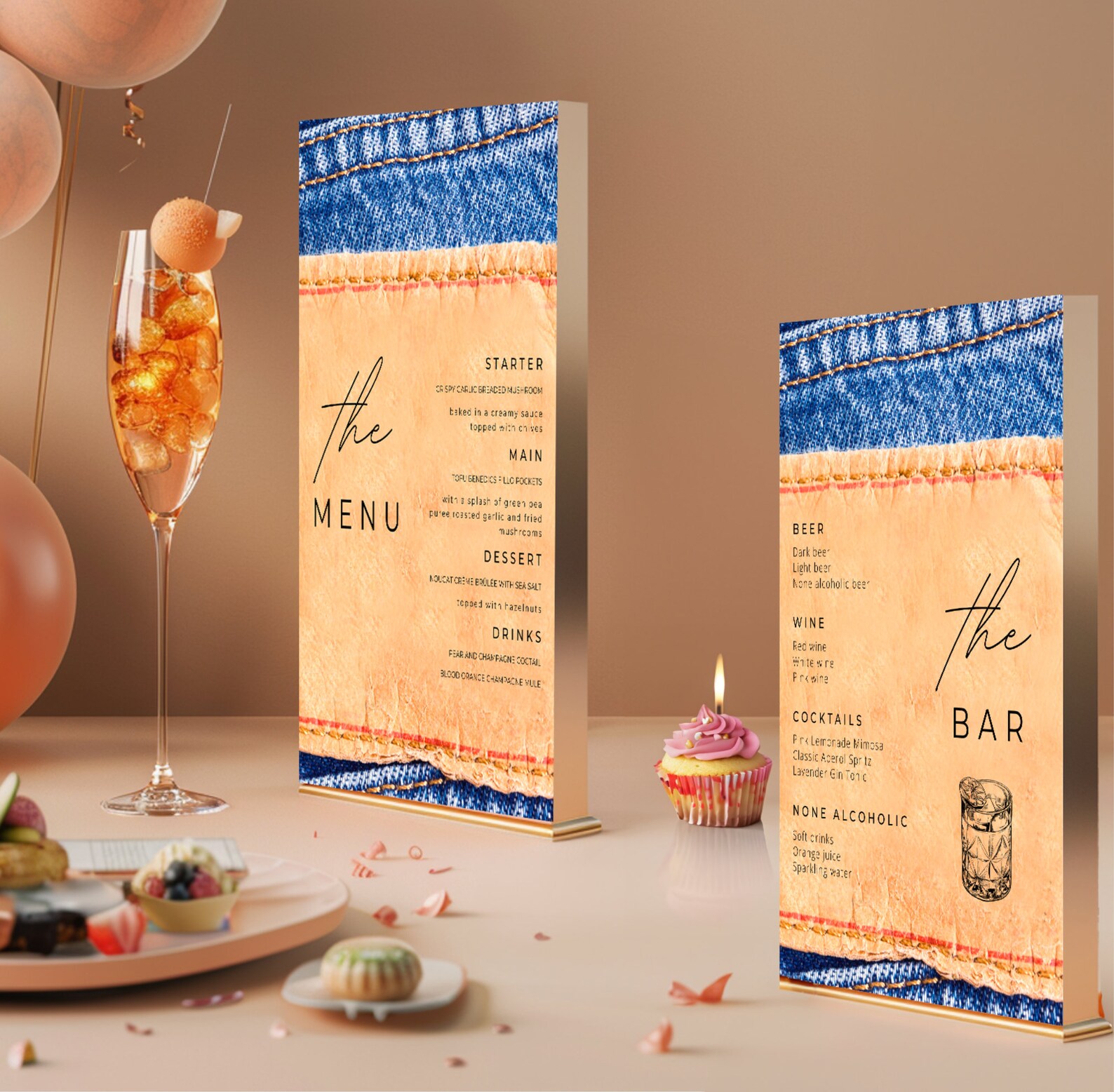 Denim Menu Template: Food & Drink, Editable Design - Etsy
