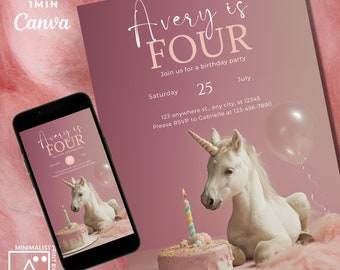 Editable Unicorn Birthday Invitation: Pastel Magical Party (5x7 ...