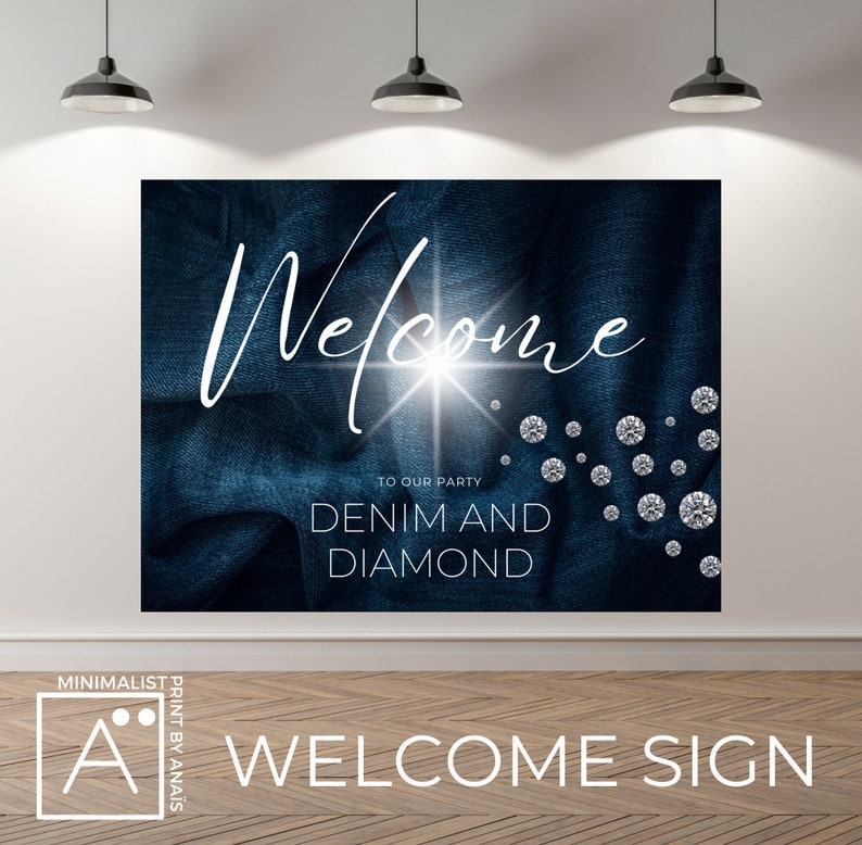Denim Diamonds Welcome Sign: Editable Party Decor (instant Download) - Etsy