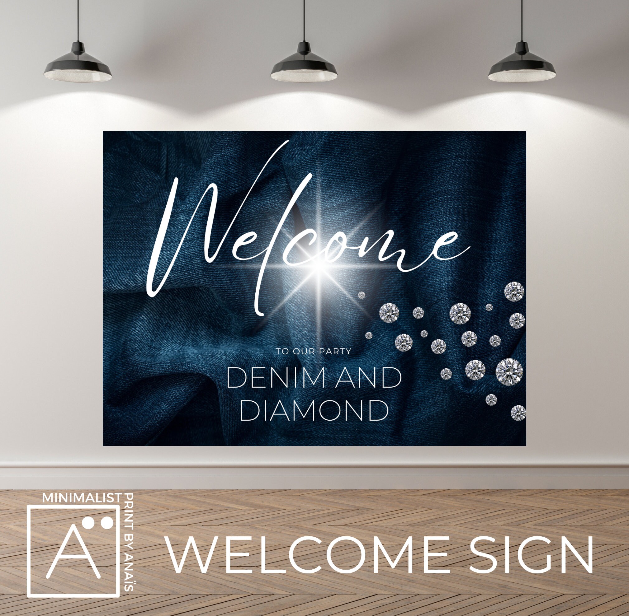 Denim Diamonds Welcome Sign, Denim Party Decor, Instant Download ...