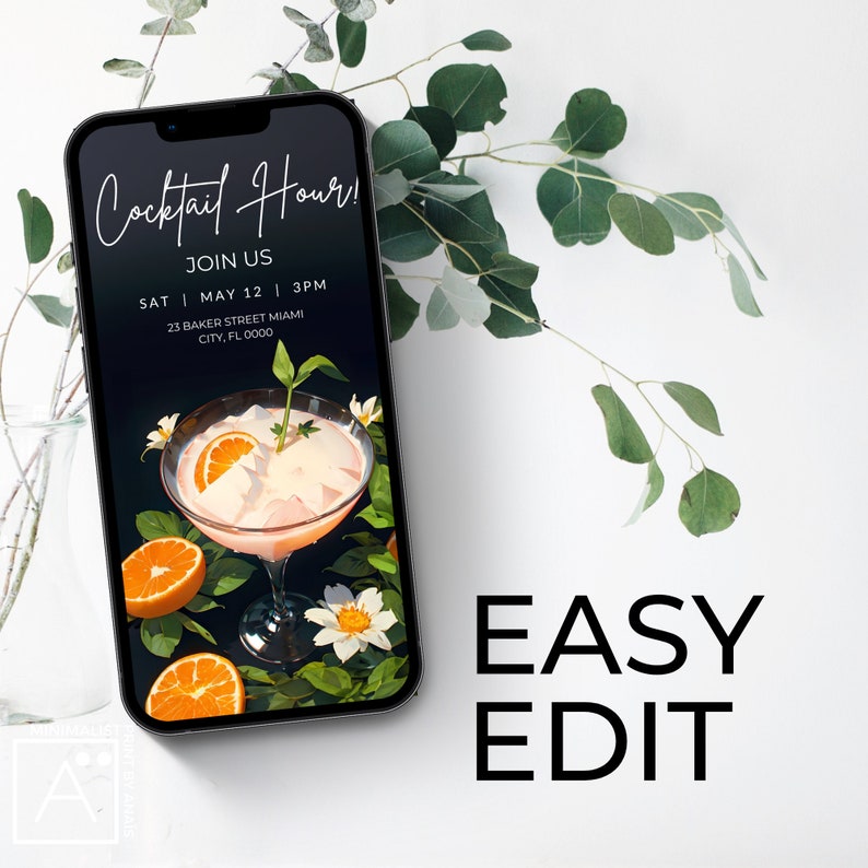 Cocktail Hour Invitation Template, Fully Editable Flyer Template ...