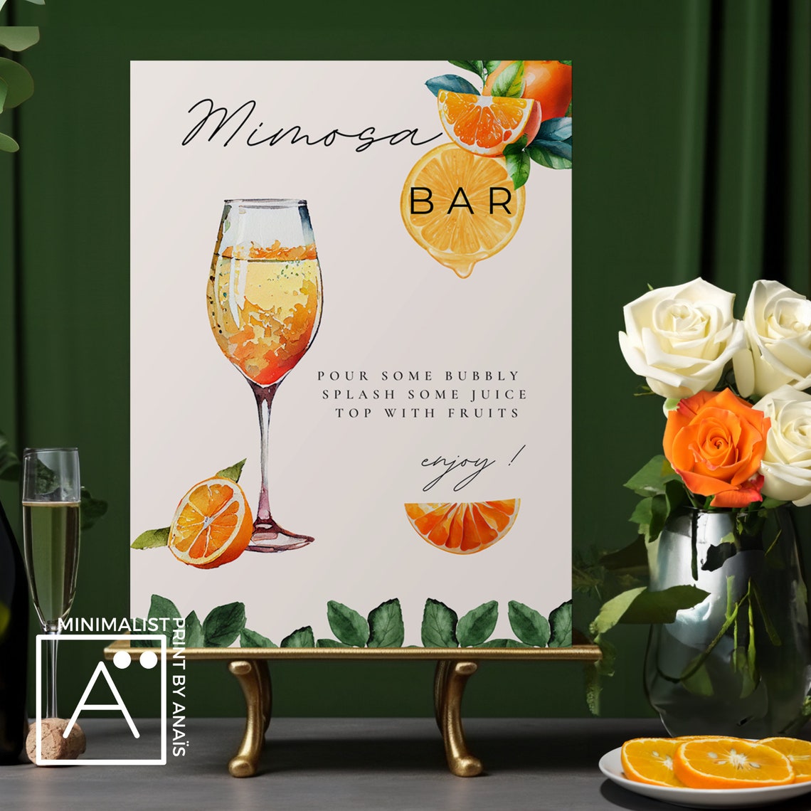 Minimalist Mimosa Bar Sign Modern Mimosa Bar Sign and Tags - Etsy