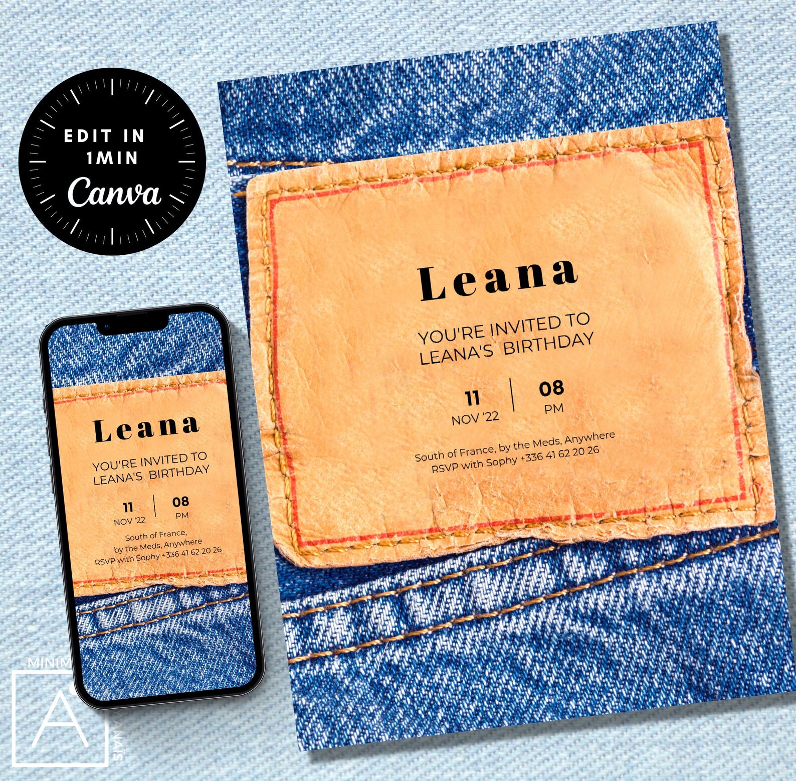 Denim Invitation Denim Birthday Invitation Denim Invitation - Etsy