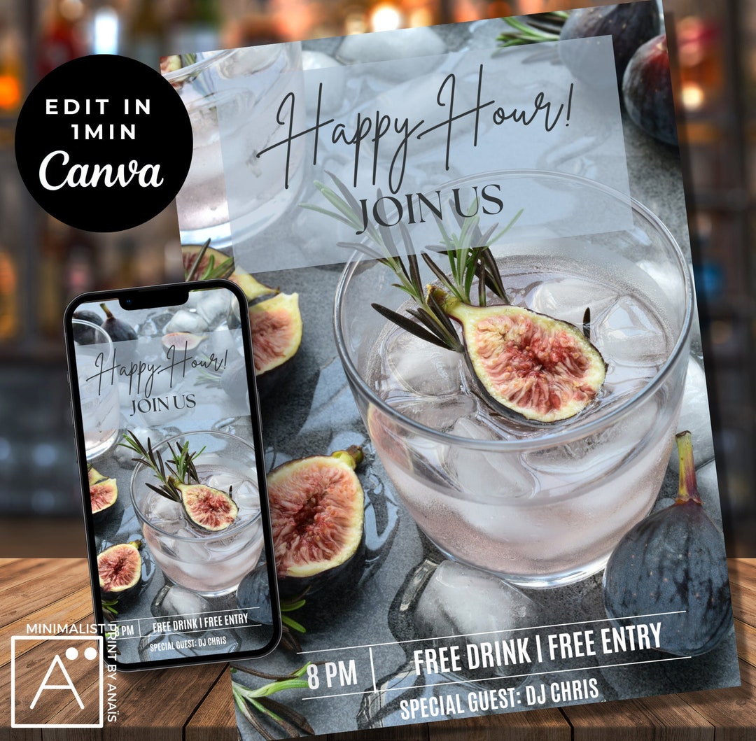 Happy Hour Flyer, Editable Invitation, Flyer Template, Editable Flyer ...