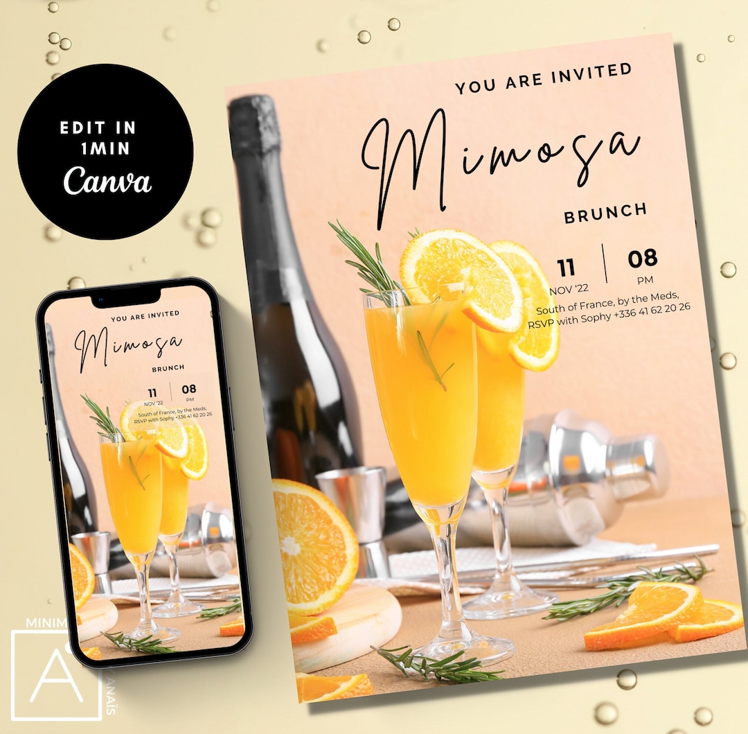 Mimosa Invitation, Mimosas and Brunch Invitation, Champagne Party ...