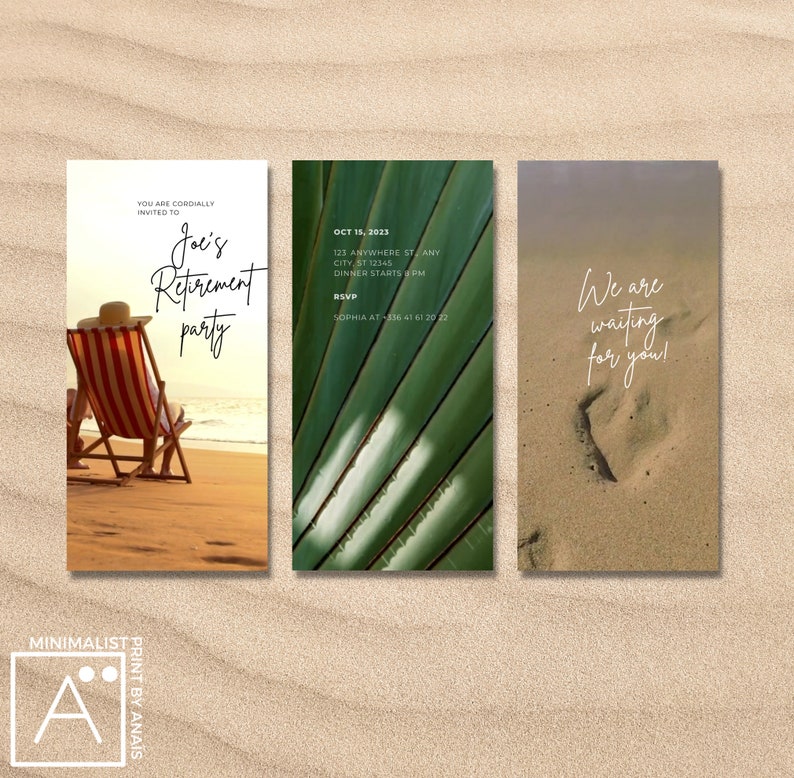 Beach Retirement Party Invitation Template, for Men and Women, Editable ...