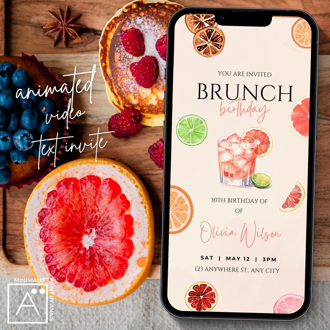 Animated Birthday Brunch Invitation: Custom Video Evite (digital ...