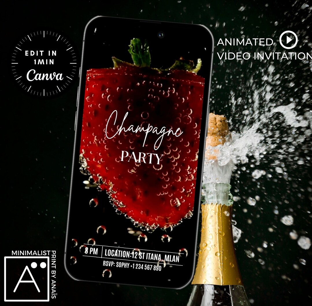 Champagne Party Invitation, Editable Invitation, Champagne Invitation ...