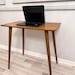 Walnut Wood Rectangle Computer Desk Table, Narrow Spacesaver Modern ...