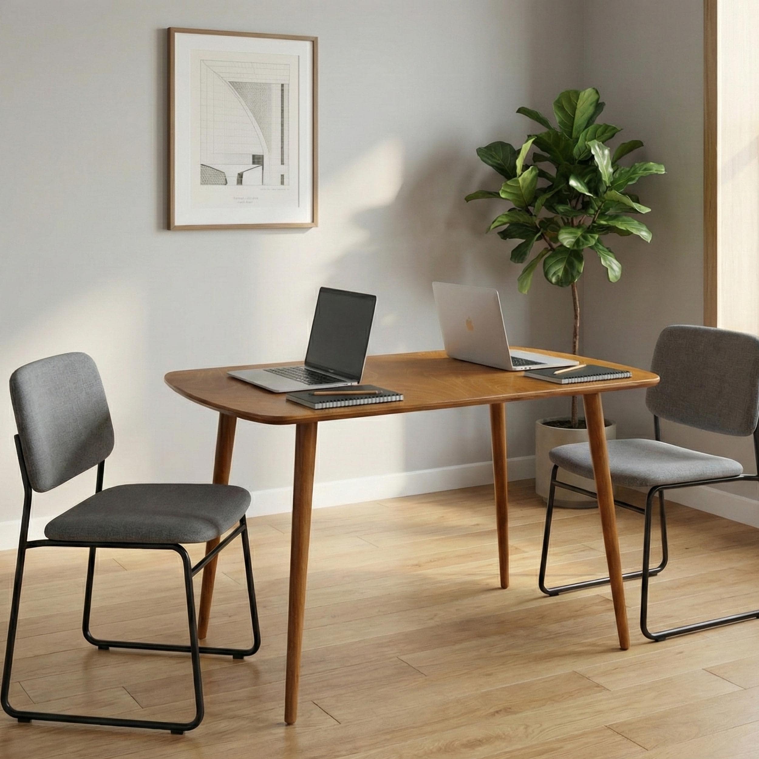 Oval Wooden Computer Desk, Mid Century Modern Small Space Laptop Home ...