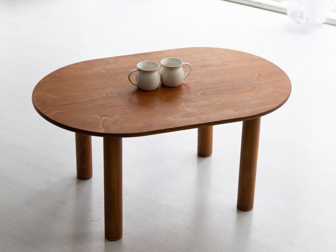 Oval Walnut Wooden Coffee Tables, Handmade Rustic Livingroom Furniture ...