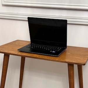 Walnut Wood Rectangle Computer Desk Table, Narrow Spacesaver Modern ...