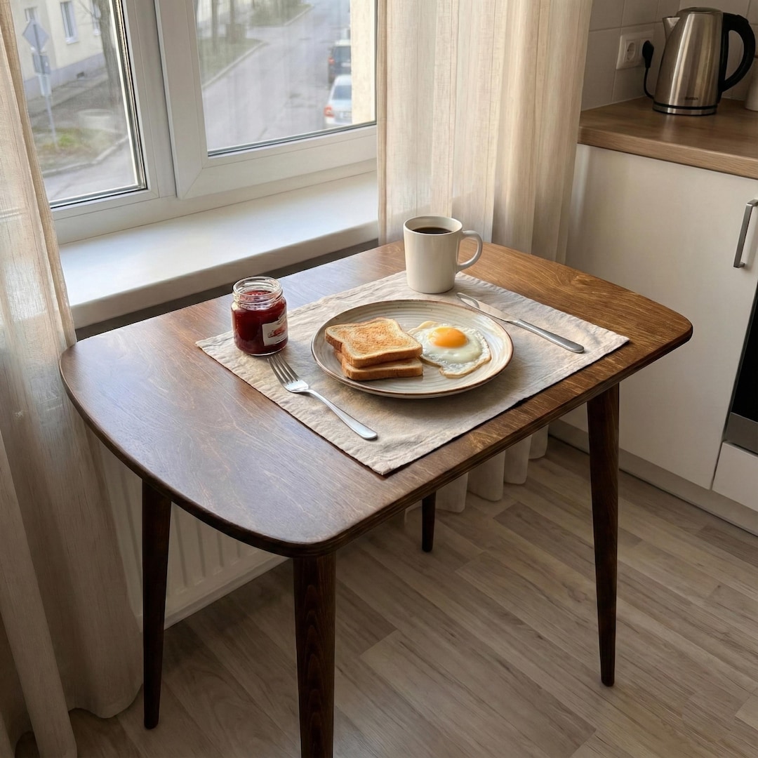 Round Small Dining Table, Customizable Narrow Dinner Table Kitchen ...