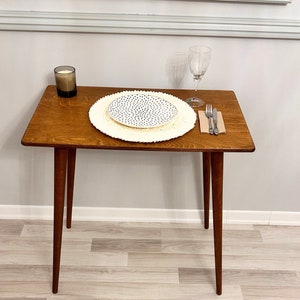 Rectangle Walnut Wood Small Dining Table, Space Saving Narrow Kitchen ...