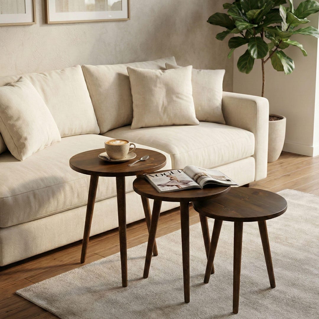 Nesting Coffee Table, Mid Century Modern Nested Tables Tall Indoor ...
